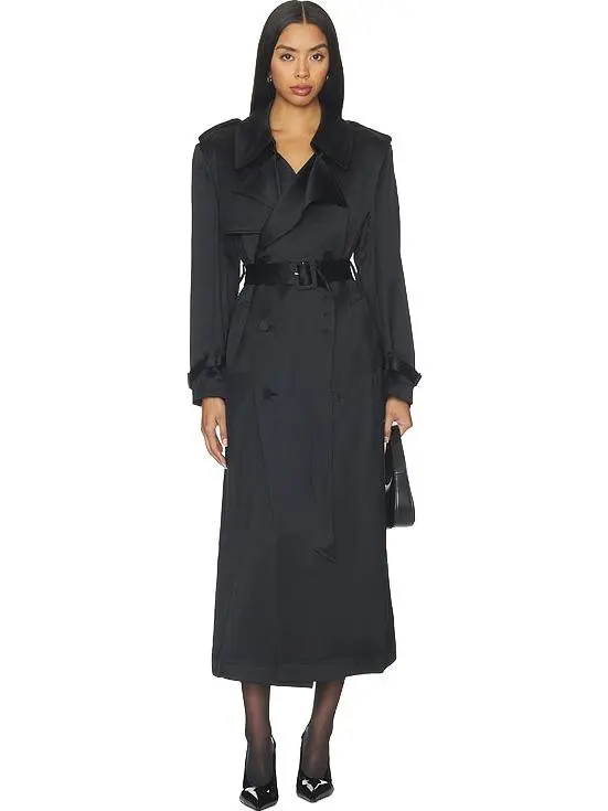 Simkhai Alvida Belted Long Coat - Black