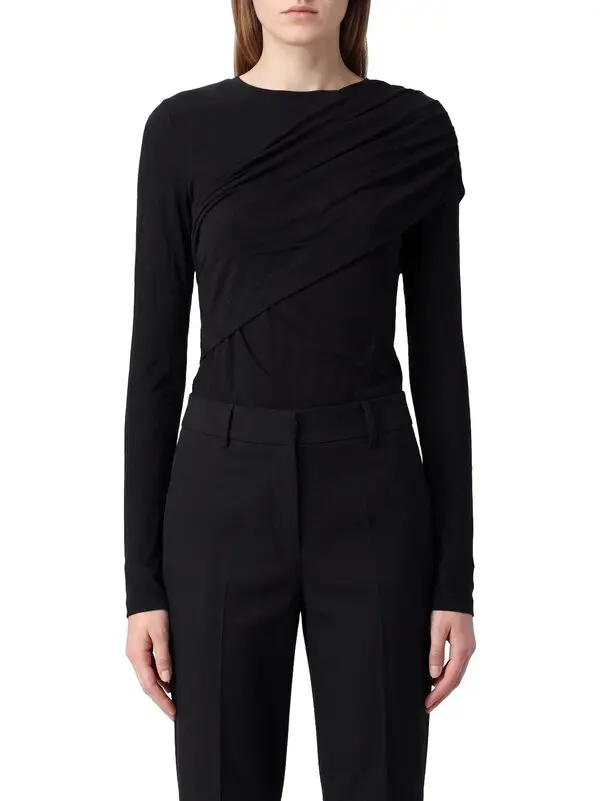 Isabel Marant Étoile Long-sleeved Draped Top In A Slim Fit Viscose - Black
