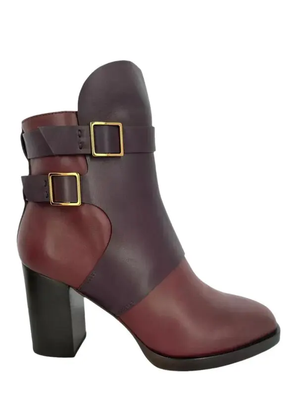 TOD'S Two-toned Buckled Ankle Boots - Red
