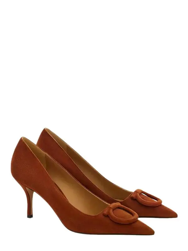 FERRAGAMO Mid-heel Maxi Gancini Pumps - Brown
