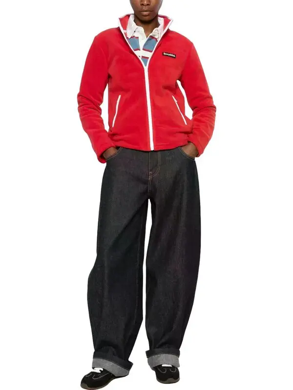 Sporty & Rich Ezia Logo-patch Zip-up Cardigan - Red