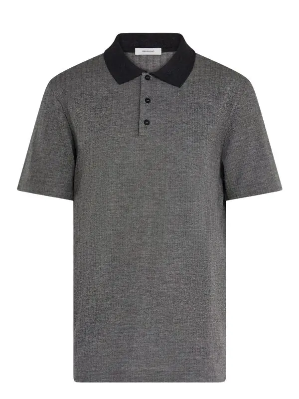FERRAGAMO Wool And Cotton Polo Shirt - Grey