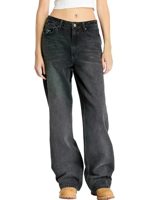 KARL KANI Logo-embroidered Jeans - Black