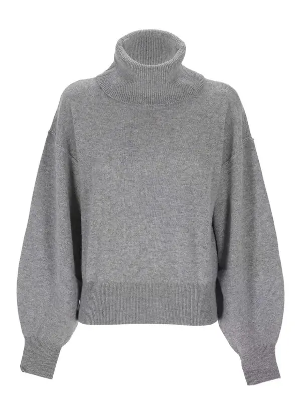 EMMA E GAIA Roll-neck Drop-shoulder Sweater - Grey