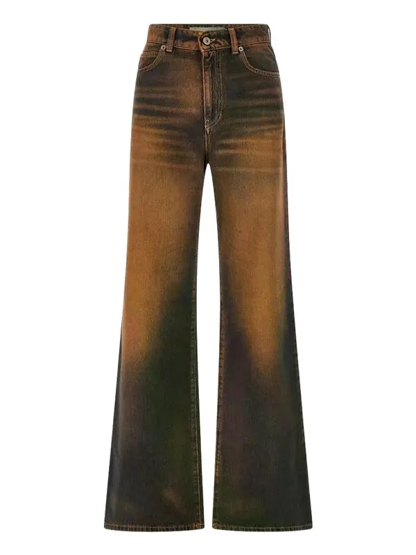 TRUE AVENUE Faded Wide-leg Jeans - Brown
