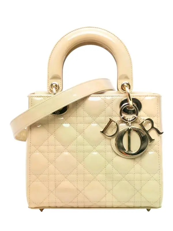 Dior 2021 Small Patent Cannage Lady Satchel - Neutrals