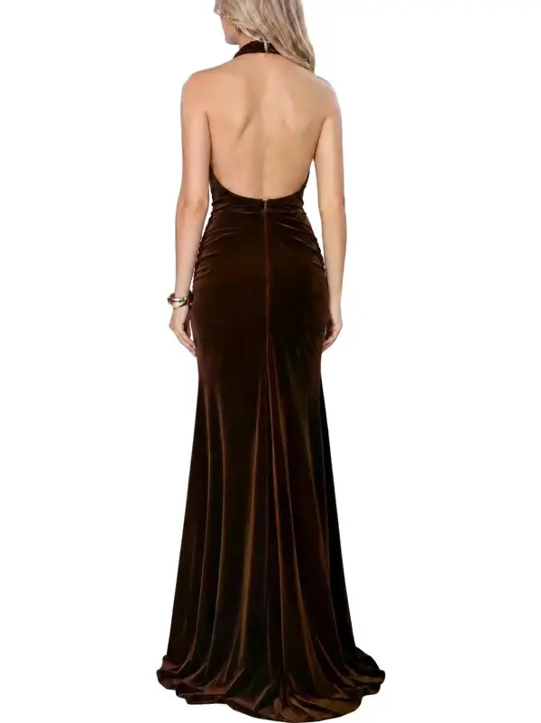 ROSERRY Sienna Twisted Halterneck Maxi Dress - Brown