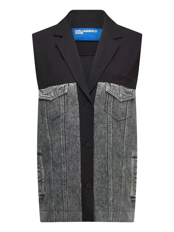Karl Lagerfeld Tailored Denim-panel Waistcoat - Grey