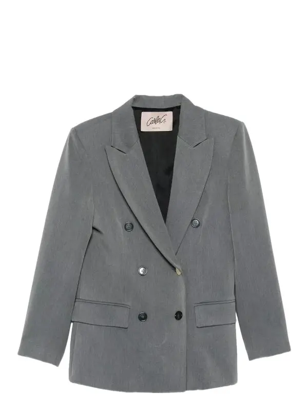 CARLA G. Double-breasted Peak-lapel Blazer - Grey