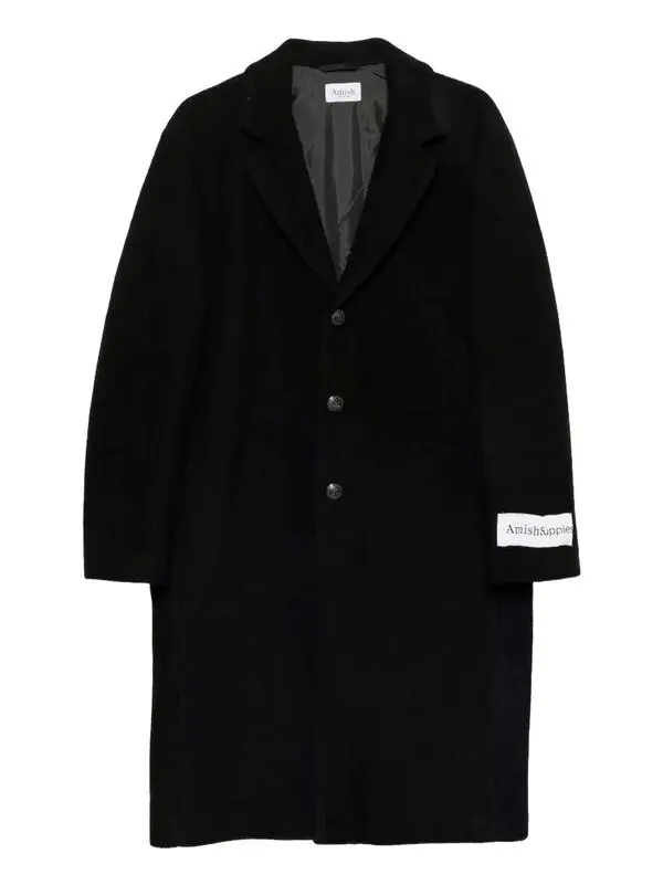AMISH SUPPLIES Logo-patch Single-breasted Coat - Black