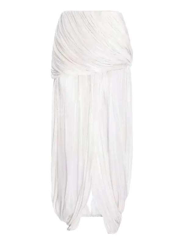 V:PM ATELIER Justine Pleated Midi Skirt - White