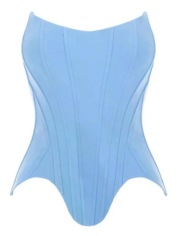 V:PM ATELIER Demi Panelled Corset Top - Blue