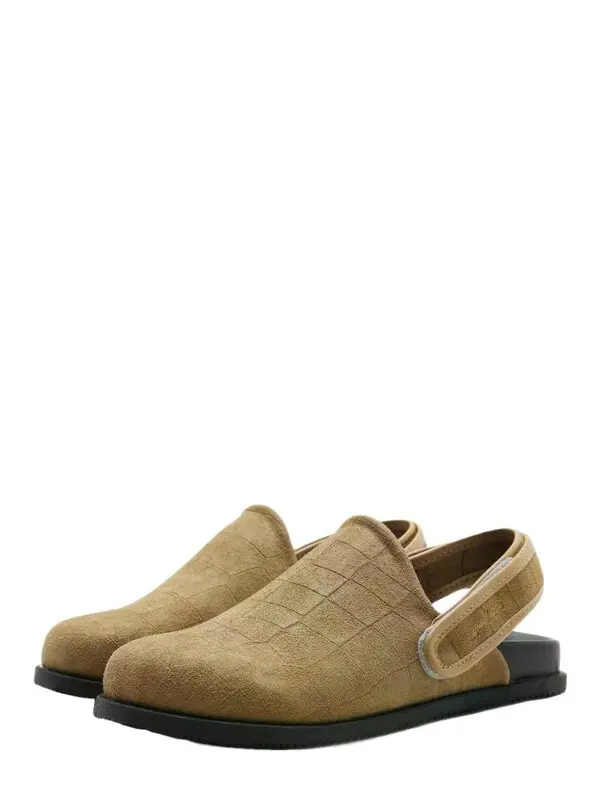 Good News Croc-effect Slingback Mules - Brown