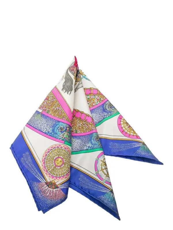 Hermès 1987 Feux D Artifice Carre Silk Handkerchief - Blue