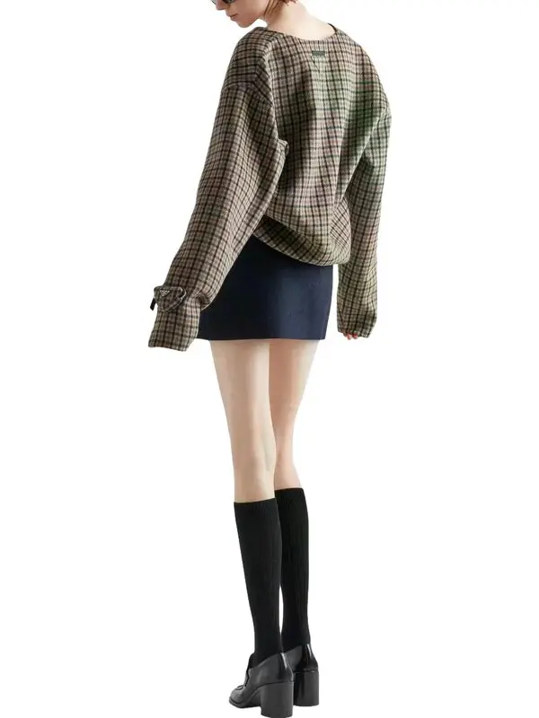 Prada Checked Cashgora Jumper - Neutrals