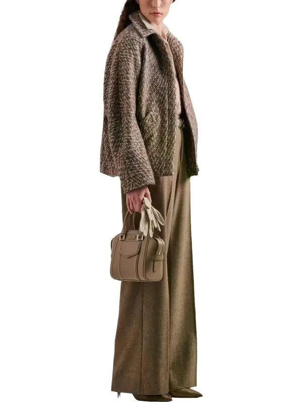 Kiton Herringbone-weave Cropped Coat - Neutrals
