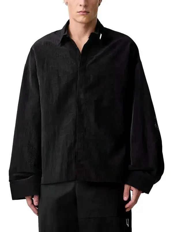 HELIOT EMIL Vital Ls Perforated-detail Shirt - Black