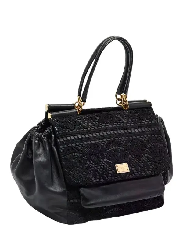 Dolce & Gabbana Sicily Lace Top Handle Bag - Black