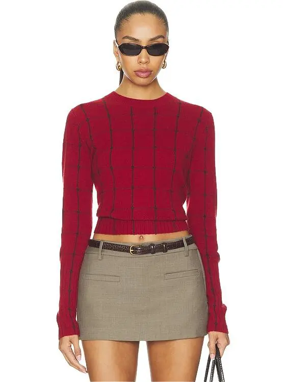 Guest In Residence Shrunken Checker Crew Sweater - Red