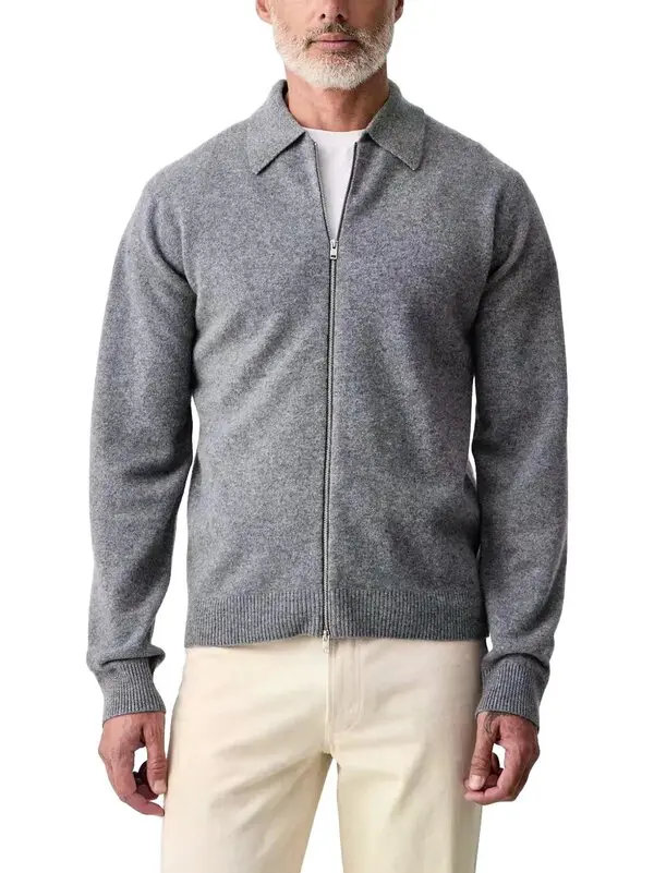 Lindbergh Zip-up Collared Cardigan - Grey