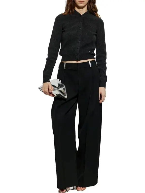 Alexander Wang Wool Cardigan With Logo Patch - Grey