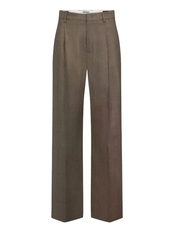 ROSSI Nomy Checked Trousers - Brown