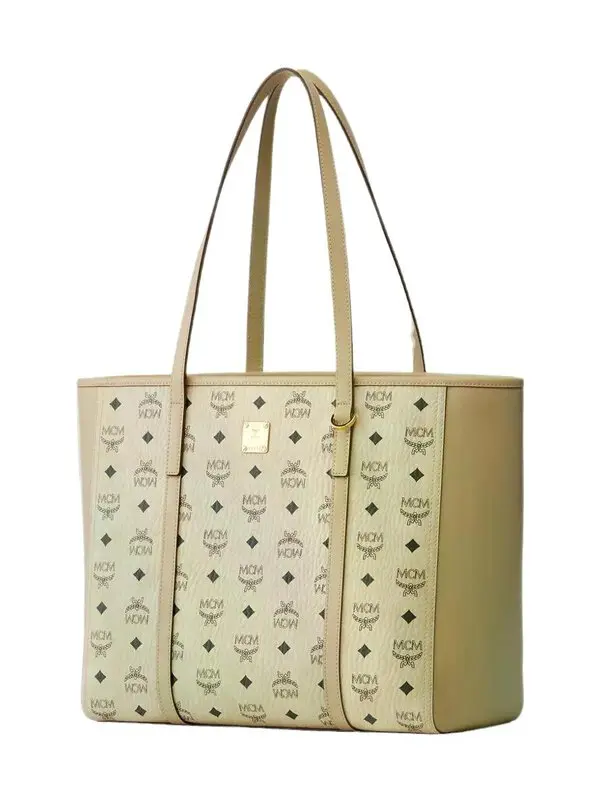 Mcm Medium Toni Visetos Logo-print Tote Bag - Neutrals