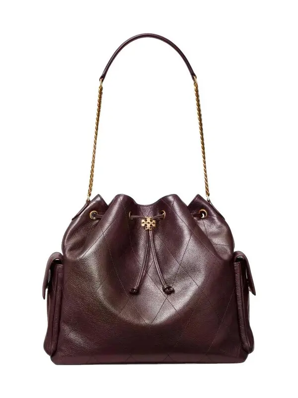 Tory Burch Large Charlie Quilted Drawstring Shoulder Bag - Red