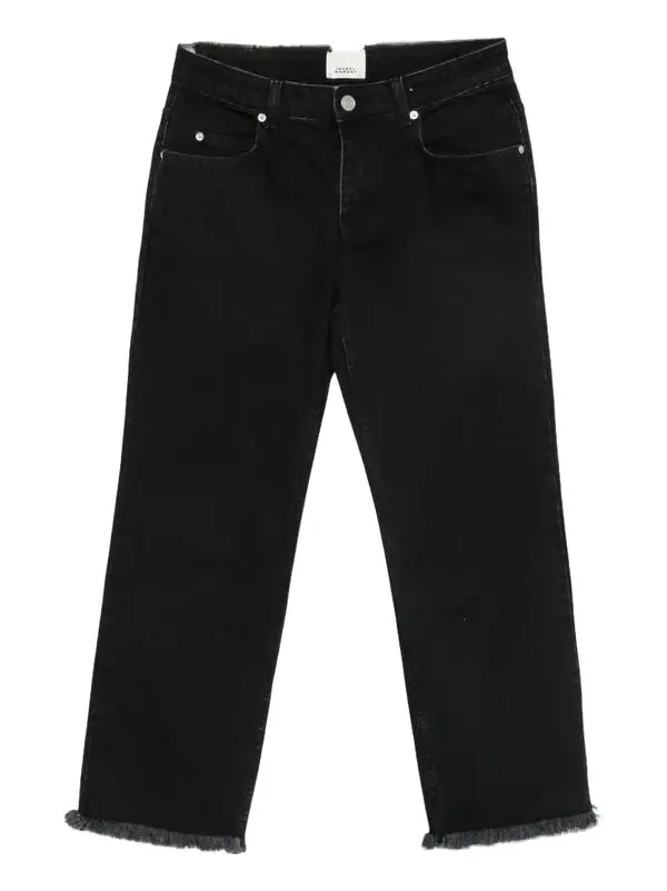 Isabel Marant Étoile Ombela Frayed-hem Straight-leg Jeans - Black