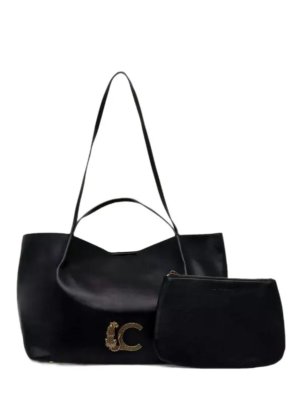 Lola Casademunt Leopard-logo Plaque Tote Bag - Black