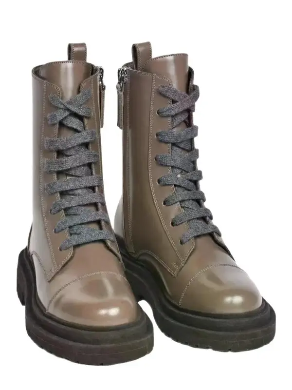 Brunello Cucinelli Lace-up Leather Boots - Brown