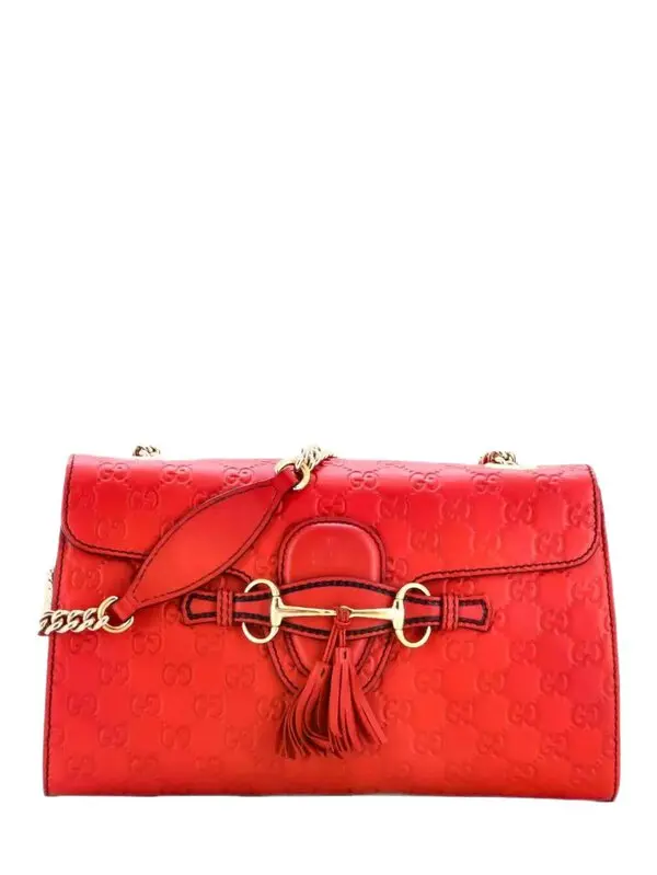 Gucci Emily Chain Flap Bag Guccissima Leather Medium Shoulder Bag - Red