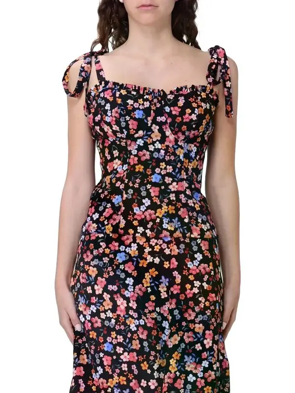 MAR DE MARGARITAS Floral-print Peplum Mini Dress - Black