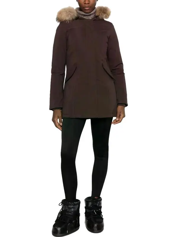CANADIAN Faux-fur Trim Hooded Coat - Brown