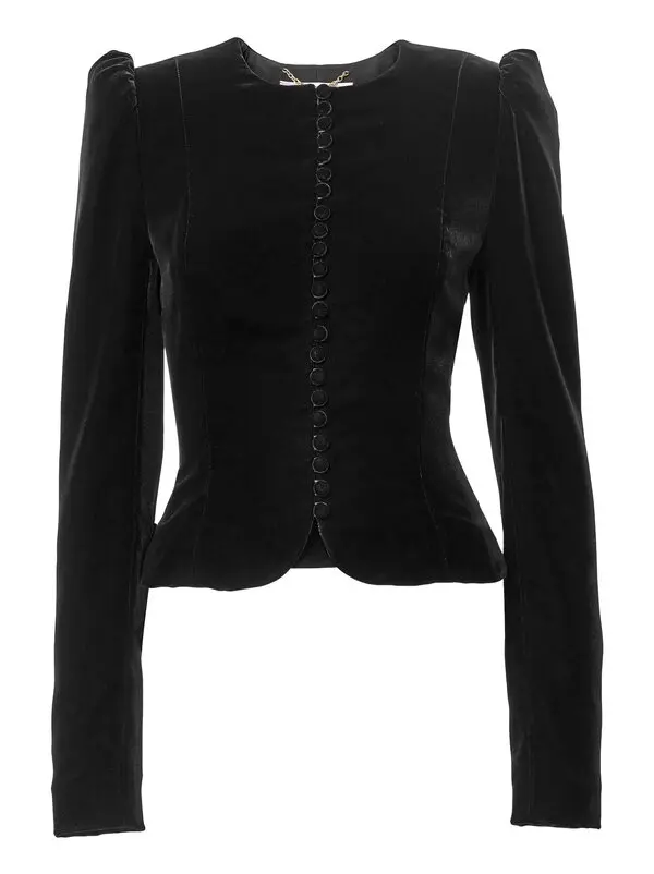 Carolina Herrera Puff-sleeve Velvet Jacket - Black
