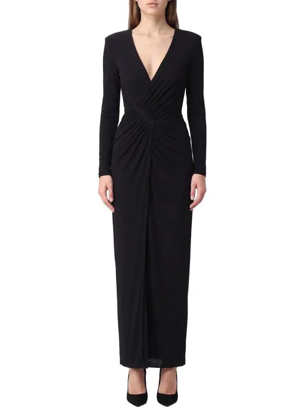 ELEH Nia V-neck Cut-out Jersey Sheath Gown - Black