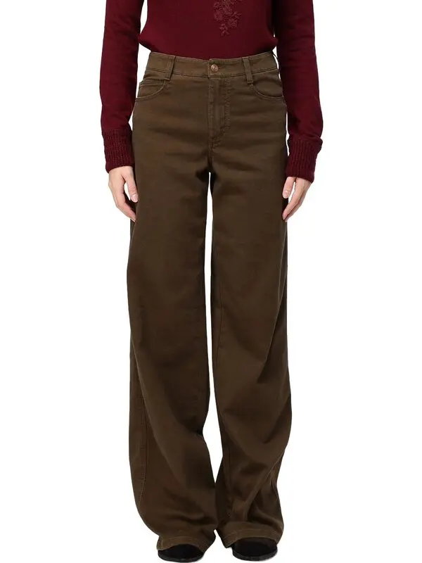Ermanno Scervino Mid-rise Wide-leg Baggy Jeans In Cotton Denim - Green