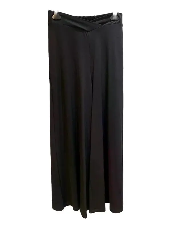 MOUTAKI Crossover-waist Palazzo Pants - Black