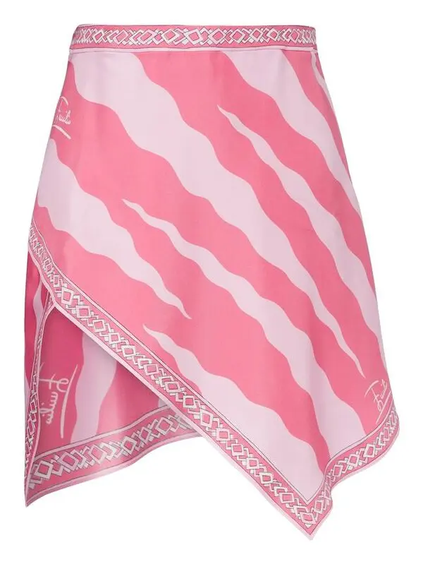 Emilio Pucci Fiamme Asymmetric Silk Twill Skirt - Pink