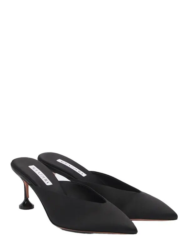 AQUAZZURA Bisous Satin Mules - Black