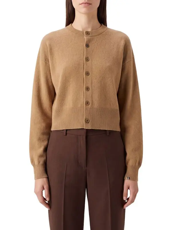 Extreme Cashmere Crewneck Cardigan In A Cashmere Blend With Dropped Shoulders - Beige