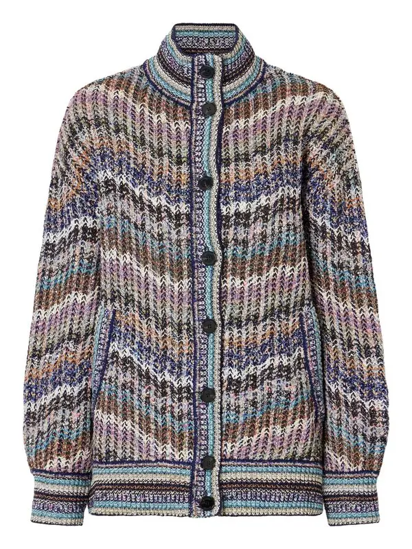 Missoni Striped Metallic Crochet-knit Cardigan - Multi