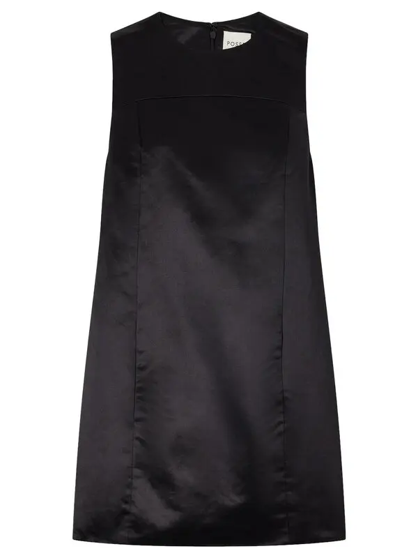 Posse Chester Paneled Cotton And Silk-blend Satin Mini Dress - Black