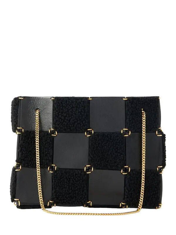 Khaite Emma Mini Leather And Suede Shoulder Bag - Black