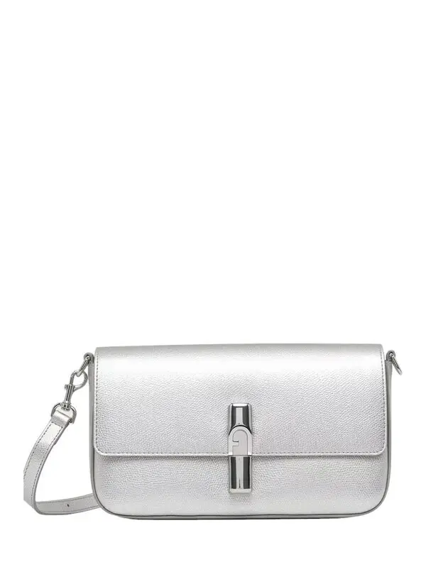 Furla Small Iride Metallic Leather Cross Body Bag - Silver