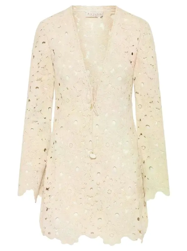 Anjuna Macramé V-neck Mini Dress - Neutrals