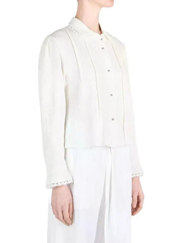 ANN DEMEULEMEESTER Isaka Lace-trimmed Pintuck-detail Shirt - Neutrals