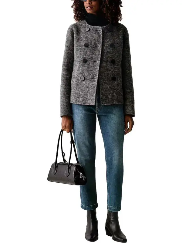 SILVIAN HEACH Glamor Double-breasted Bouclé Coat - Grey