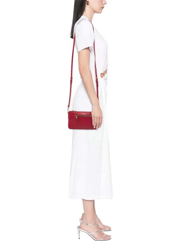 Prada 2013-2026 Saffiano Lux Front Pocket Crossbody Bag - Red