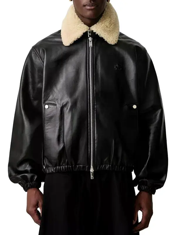 Filling Pieces Shearling-collar Zip-up Jacket - Black